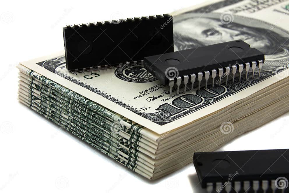 Computer chips on Money stock image. Image of chips, money - 11645111