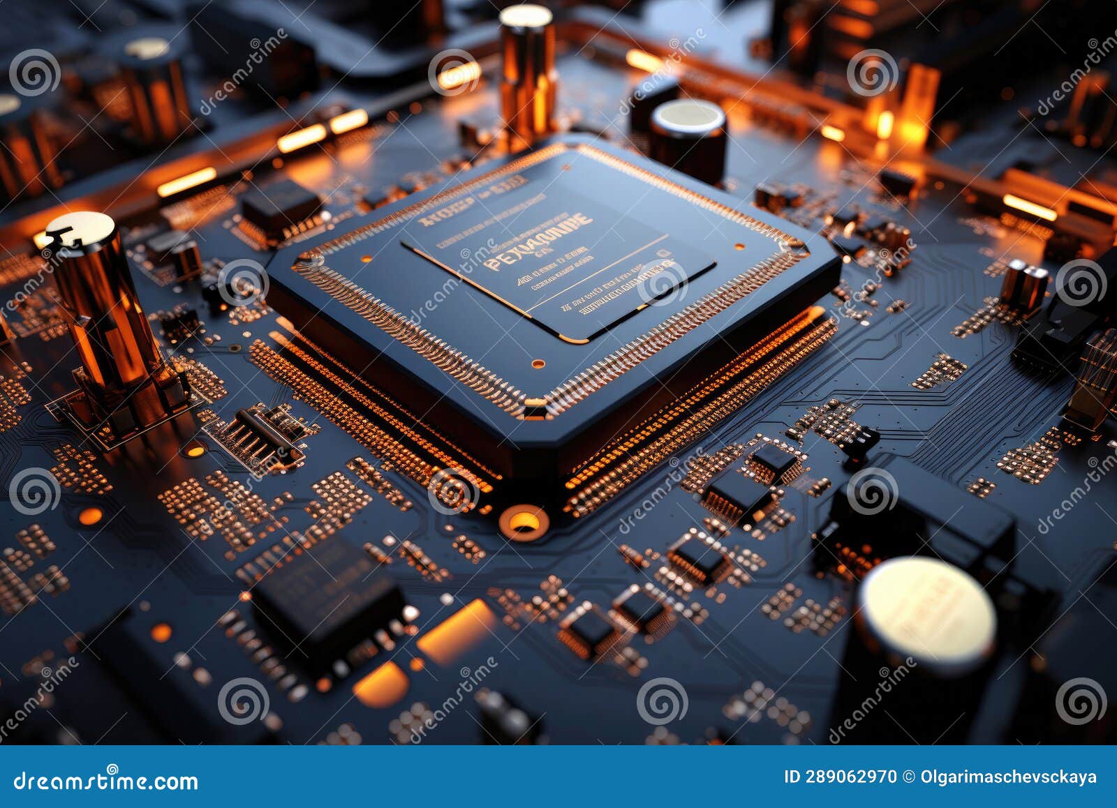 Computer Chips and Processors on Electronic Boards Stock Illustration ...