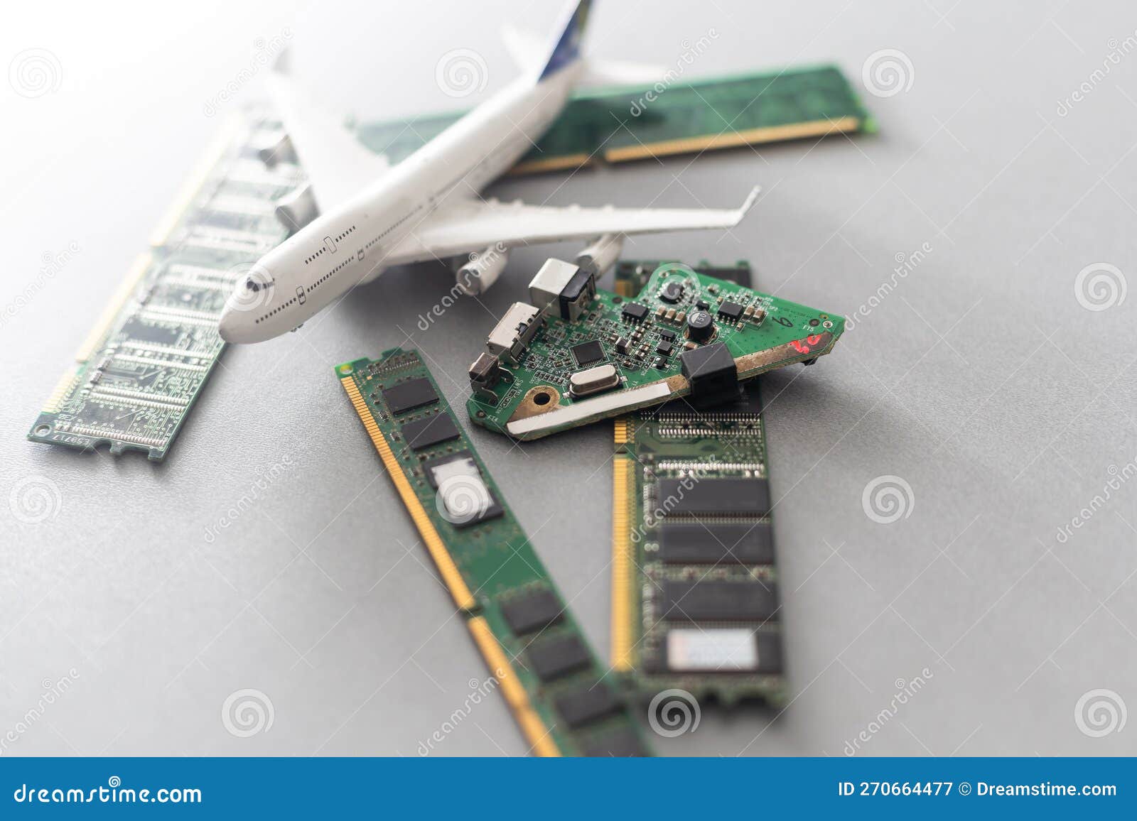 Computer Chips and a Toy Airplane Stock Image - Image of connect ...