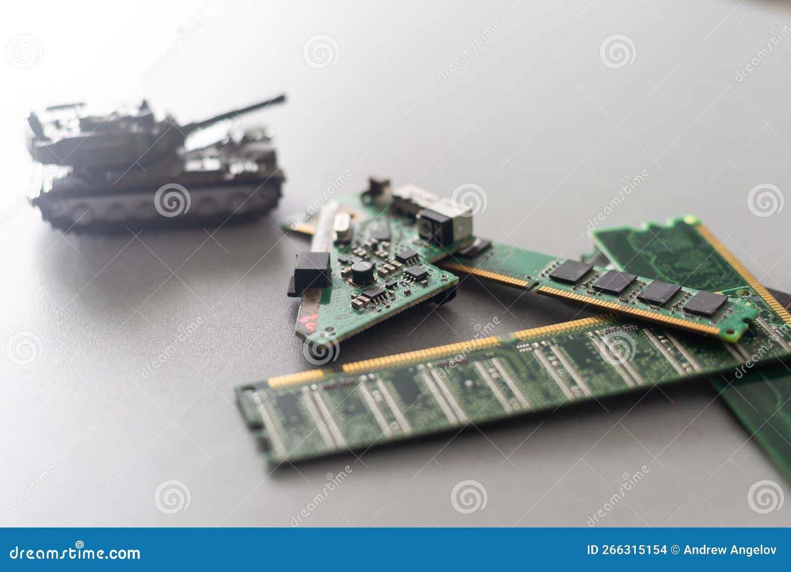 Computer Chips and a Toy Tank Stock Photo - Image of module, digital ...