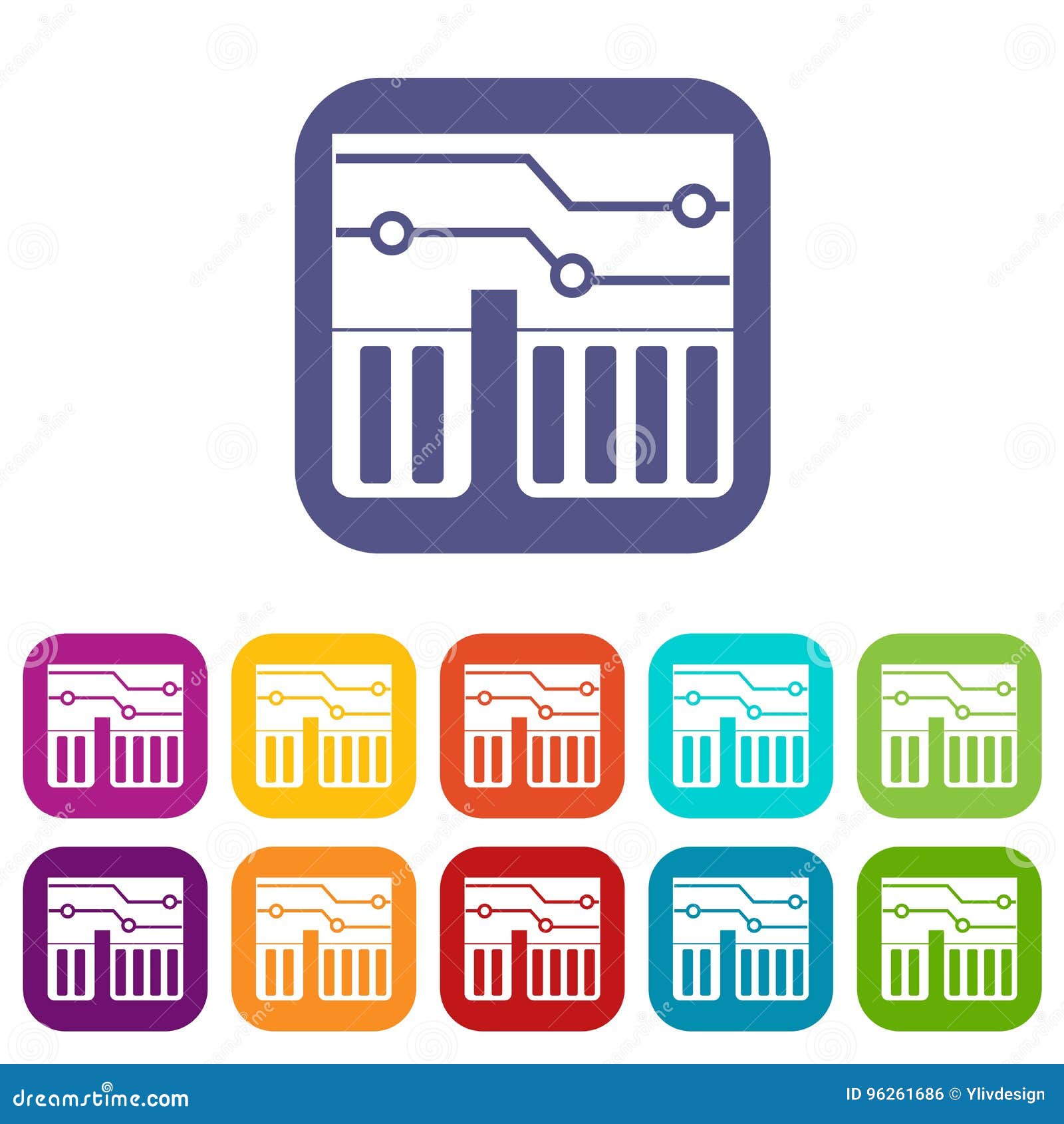 Computer Chipset Icons Set Flat Stock Vector - Illustration of circuit ...