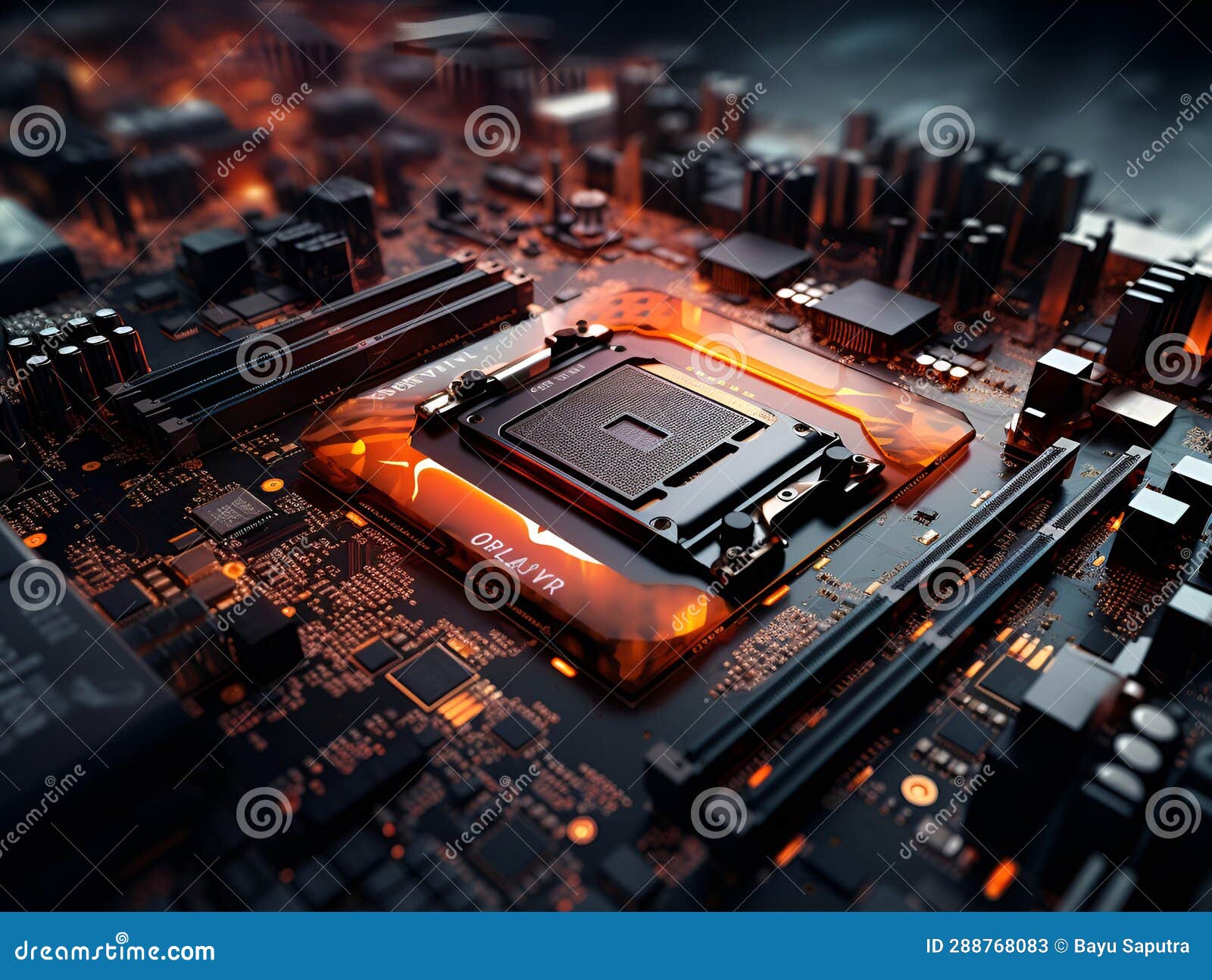 Computer Chipset Motherboard Processor Modern Dramatic Light Ai ...