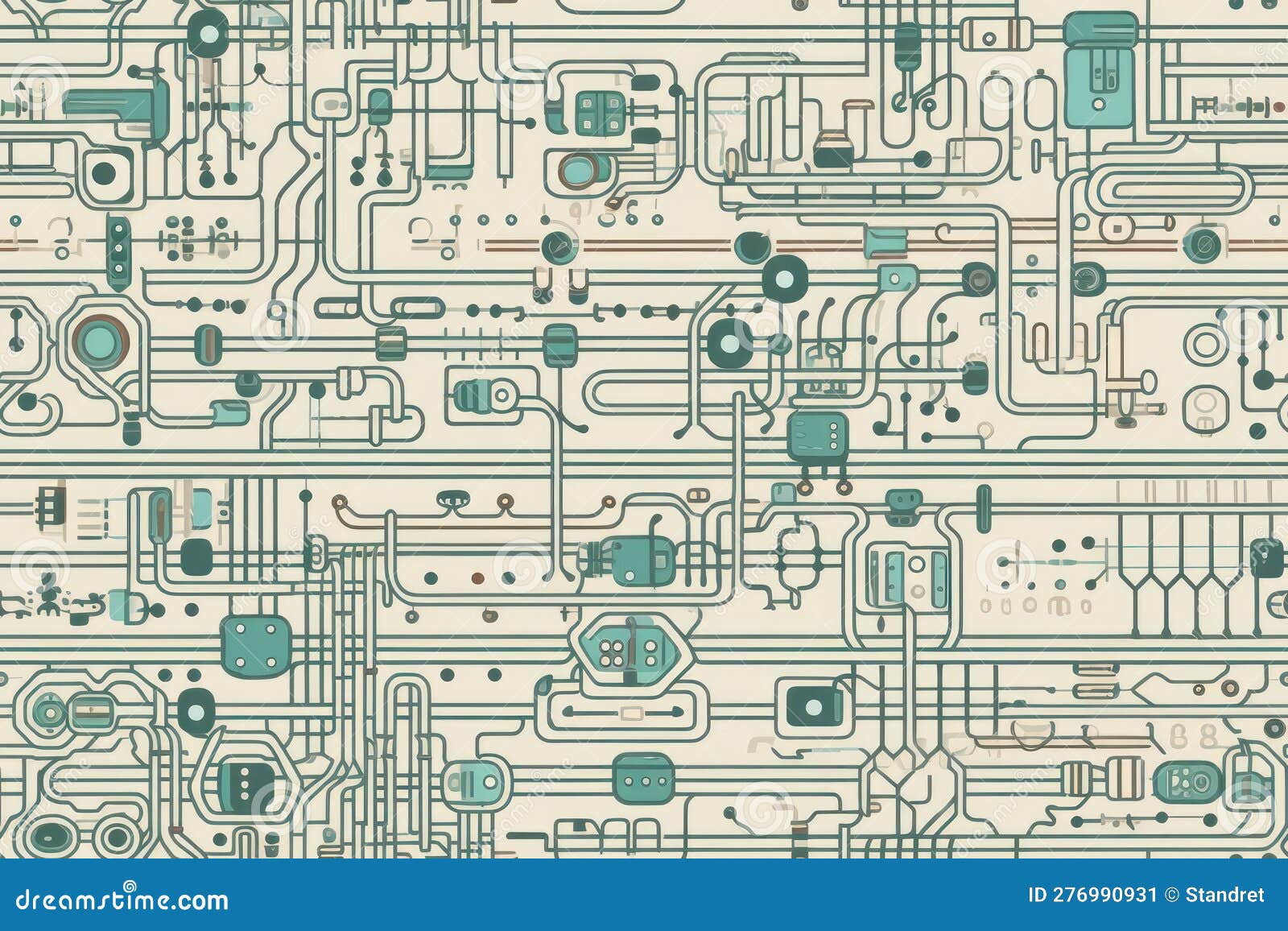 Computer Circuit. Beautiful Seamless Pattern Picture Stock Illustration ...