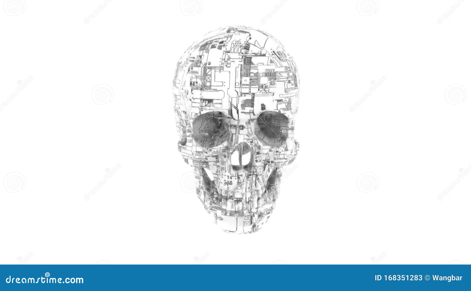 Digital Computer Skull with Circuitry Texture Stock Illustration ...
