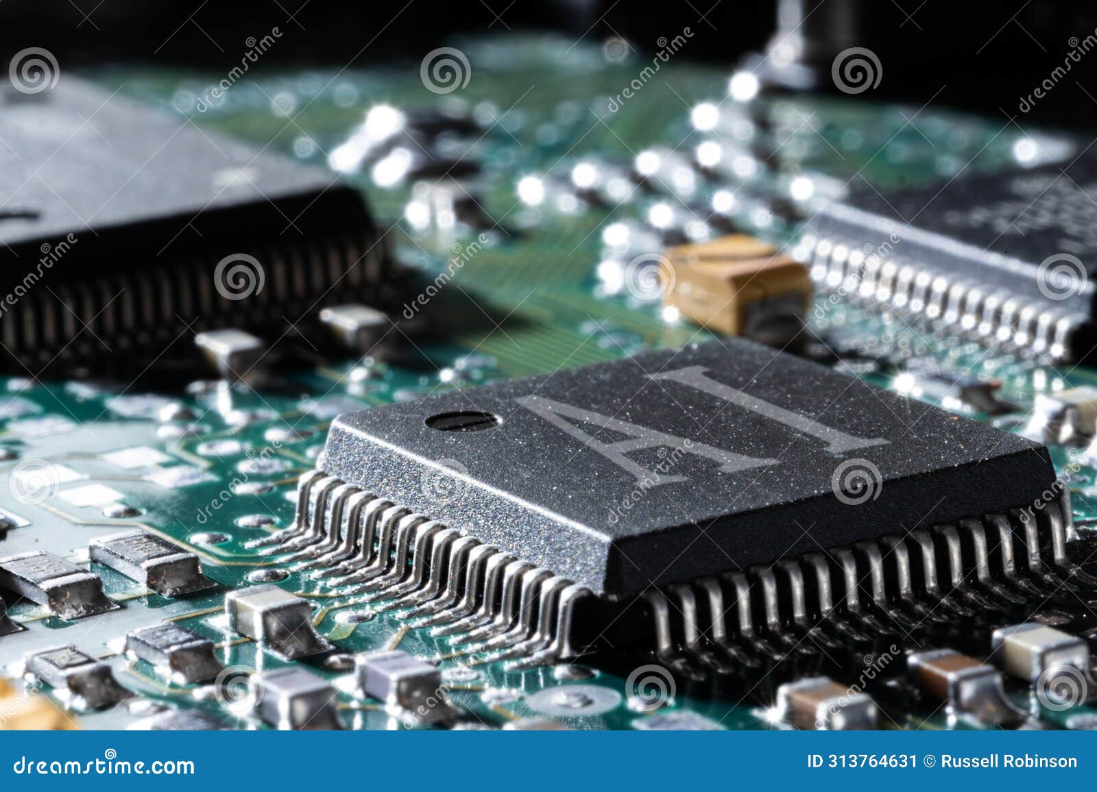 Computer Circuit Board with AI Printed on One of the Silicon Chips ...