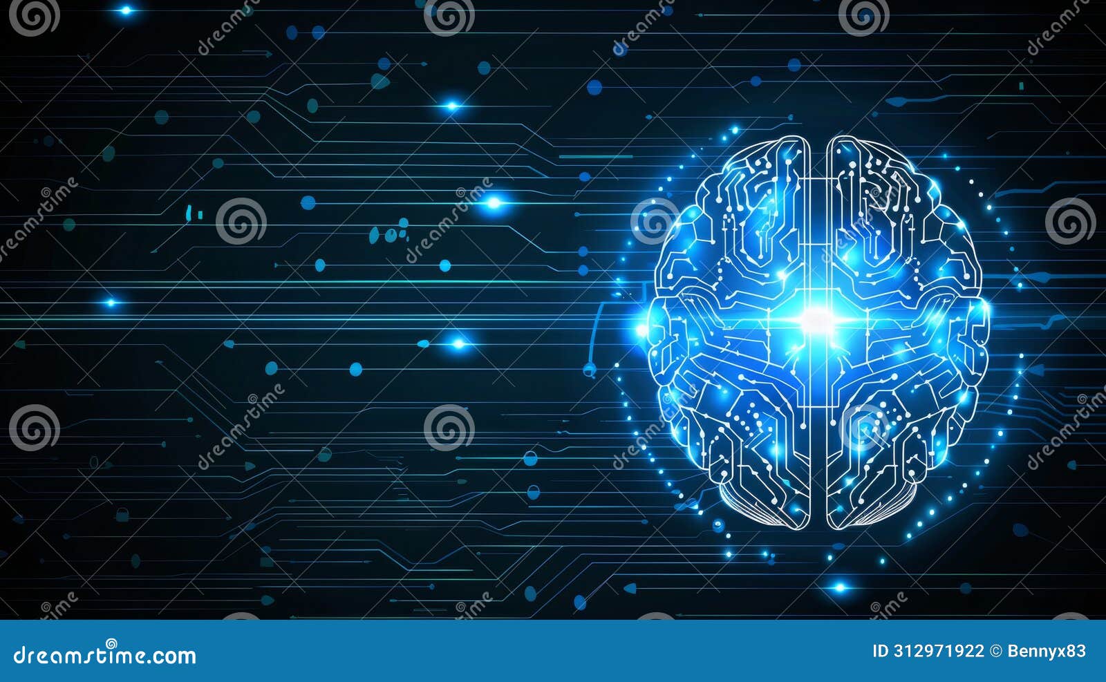 Computer Circuit Board with Artificial Brain Concept Stock Illustration - Illustration of ...