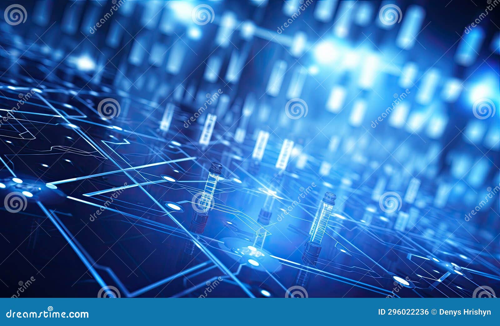 A Technological Symphony of Blue Lights Illuminating a Computer Circuit ...