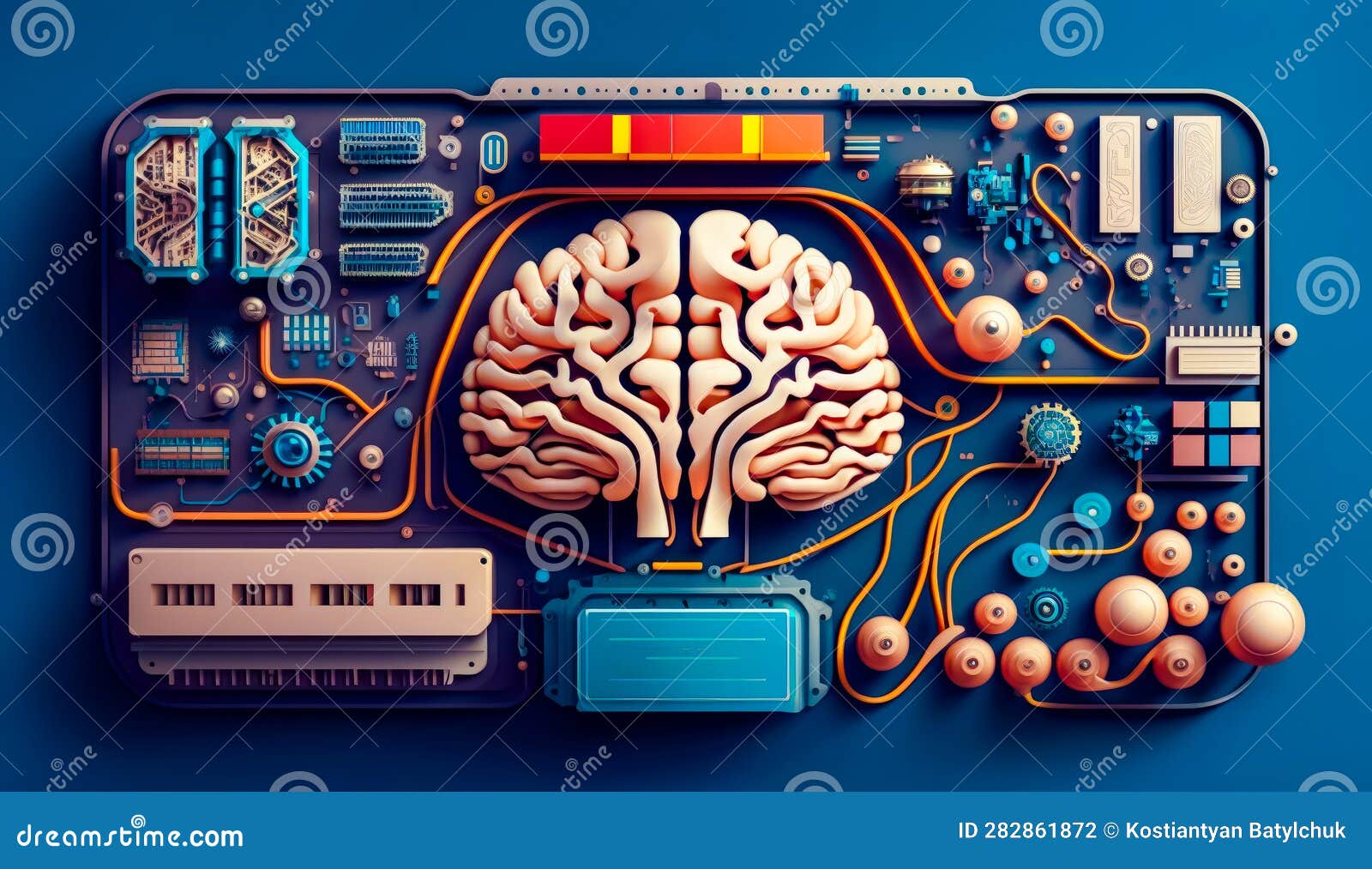 Computer Circuit Board with Brain and Circuit Board on Top of it ...