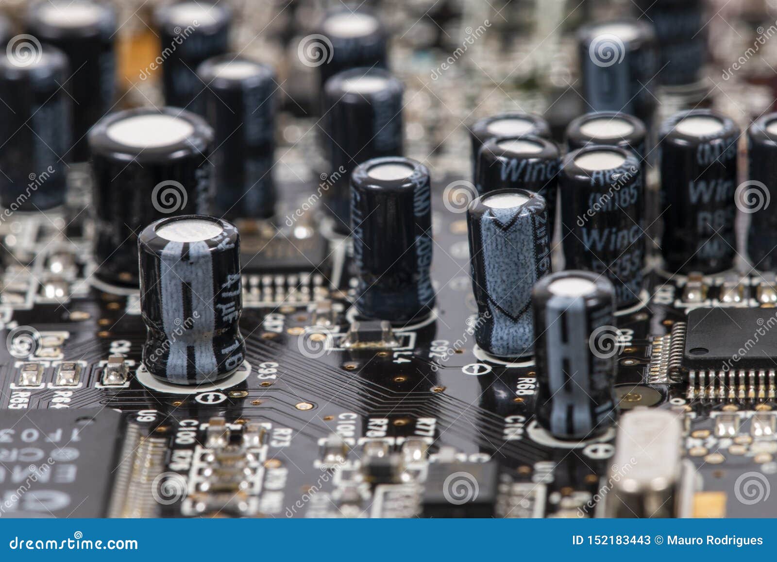 Computer Circuit Board Capacitors Stock Image - Image of microcircuit ...