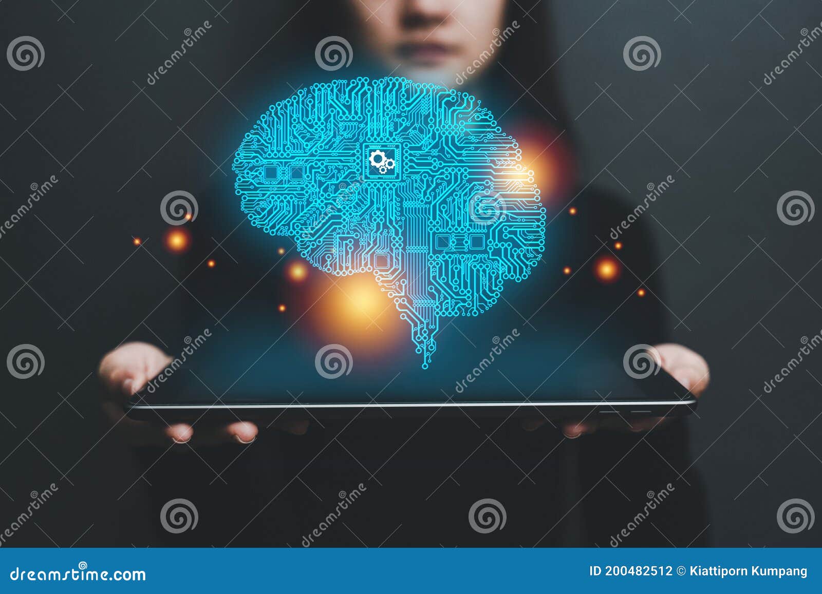 Computer Circuit Board Concept in the Form of a Human Brain on a ...