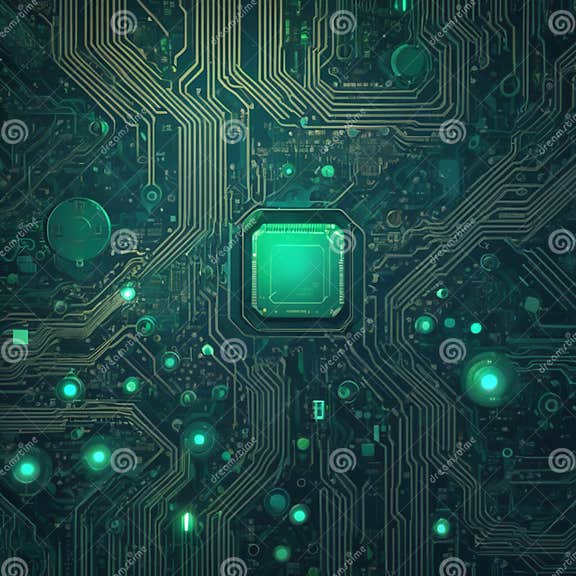 A Computer Circuit Board with a Cpu Chip on it, Computer Graphics ...