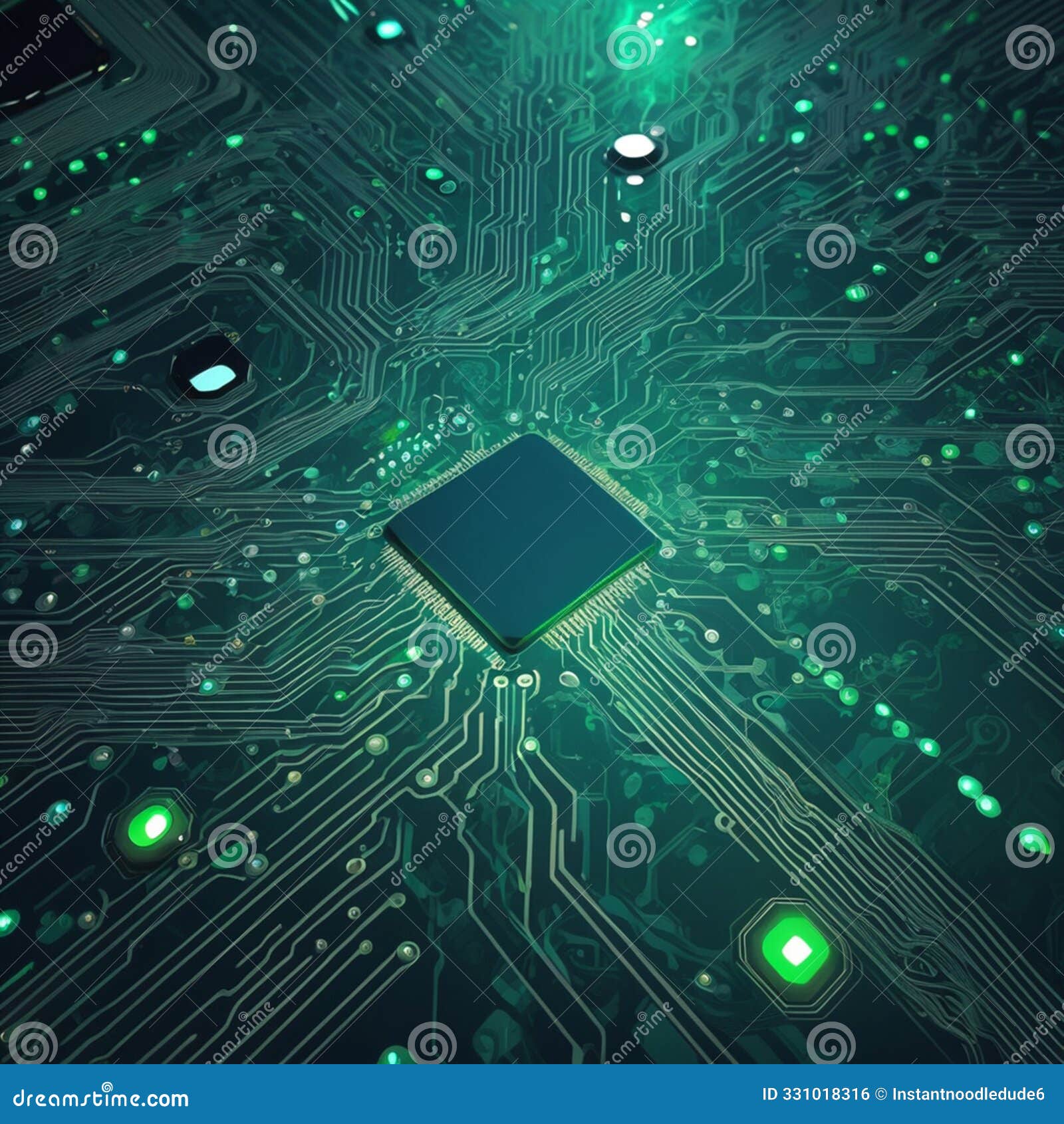 A Computer Circuit Board with a Cpu Chip on it, Computer Graphics ...