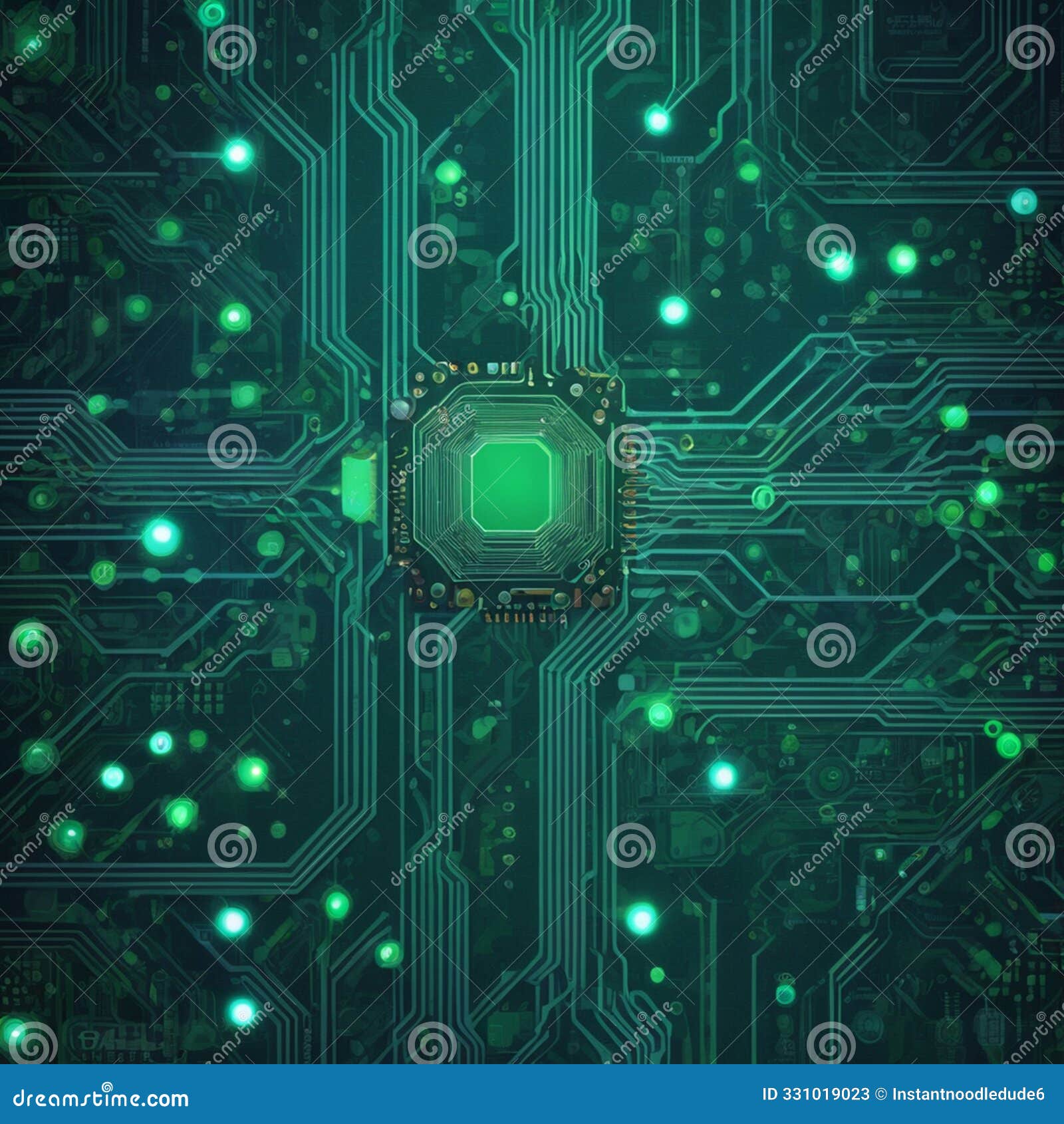 A Computer Circuit Board with a Cpu Chip on it, Computer Graphics ...