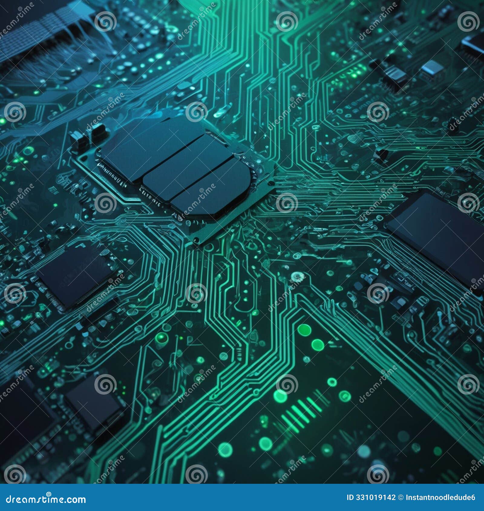 A Computer Circuit Board with a Cpu Chip on it, Computer Graphics ...