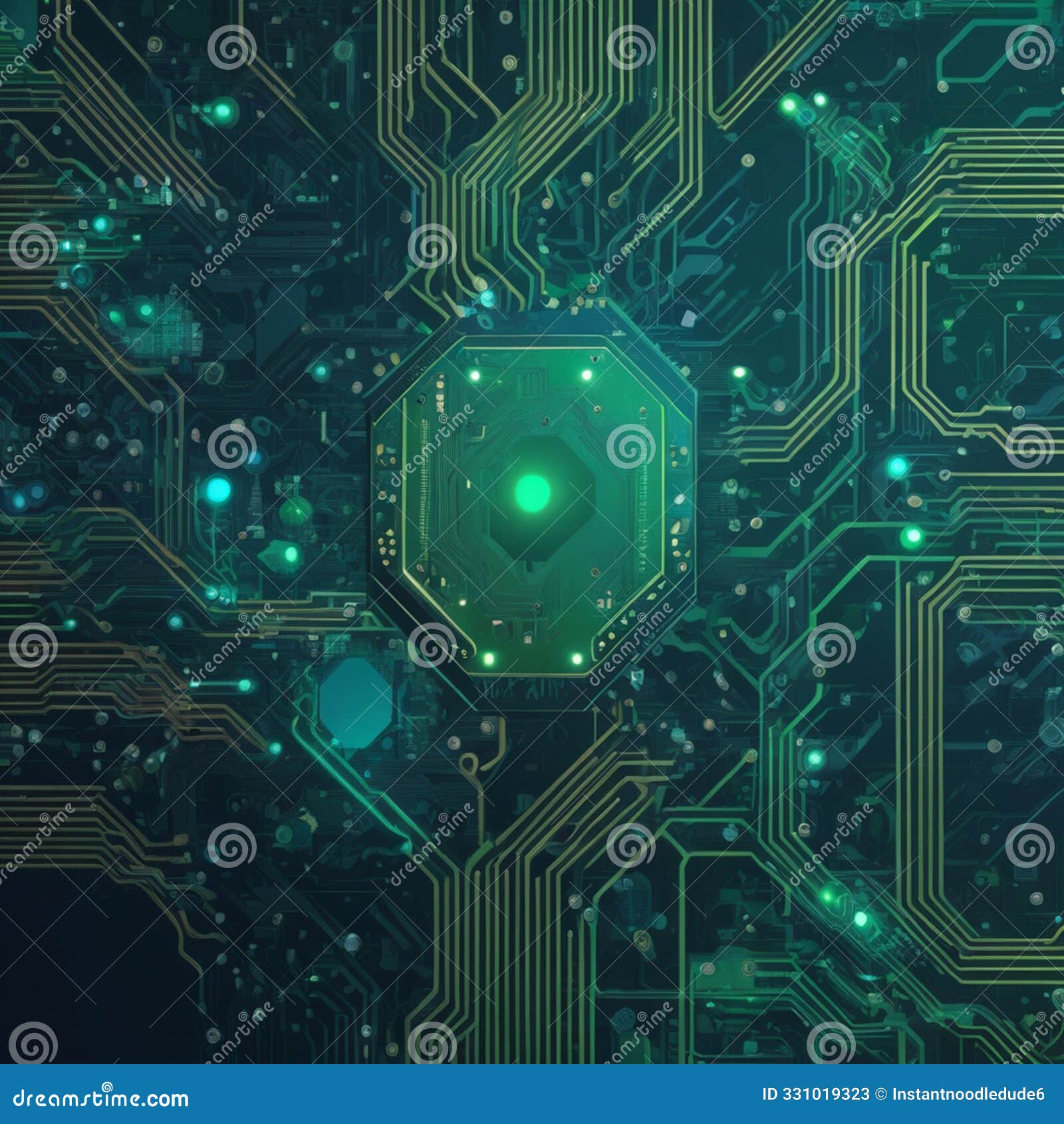 A Computer Circuit Board with a Cpu Chip on it, Computer Graphics ...