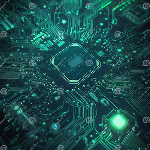 A Computer Circuit Board with a Cpu Chip on it, Computer Graphics ...