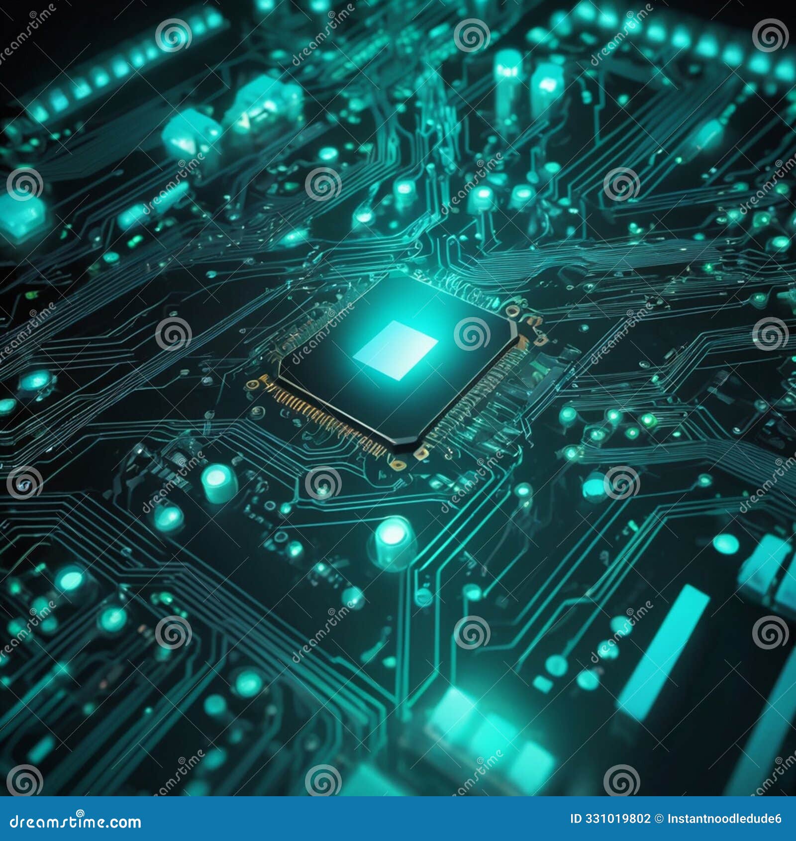 A Computer Circuit Board with a Cpu Chip on it, Computer Graphics ...