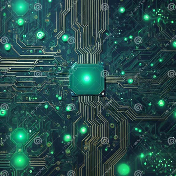 A Computer Circuit Board with a Cpu Chip on it, Computer Graphics. Texture of Electronic Circuit ...