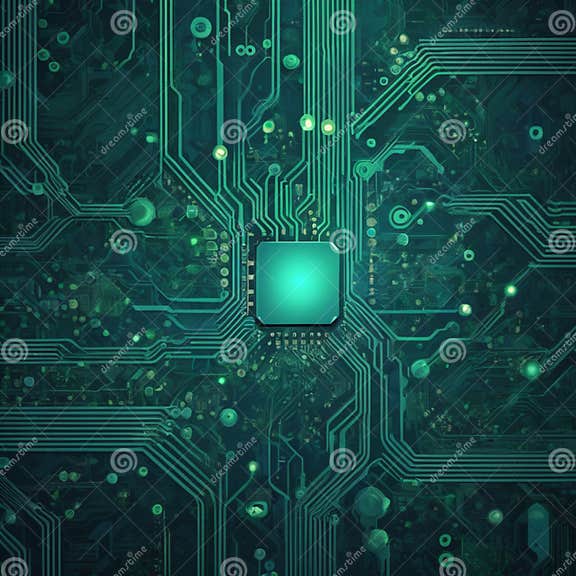 A Computer Circuit Board with a Cpu Chip on it, Computer Graphics ...