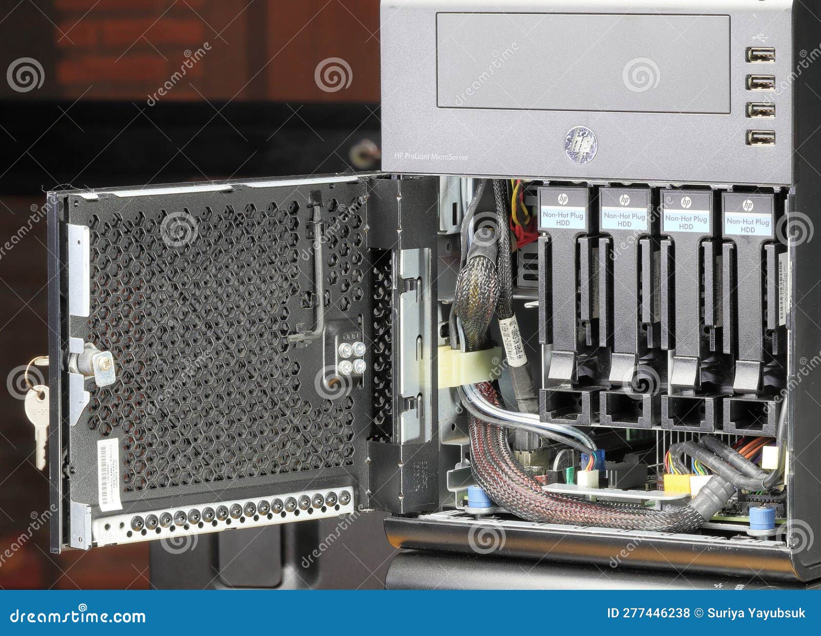 Computer Circuit Board and Disk Storage Inside a Small Server Class ...