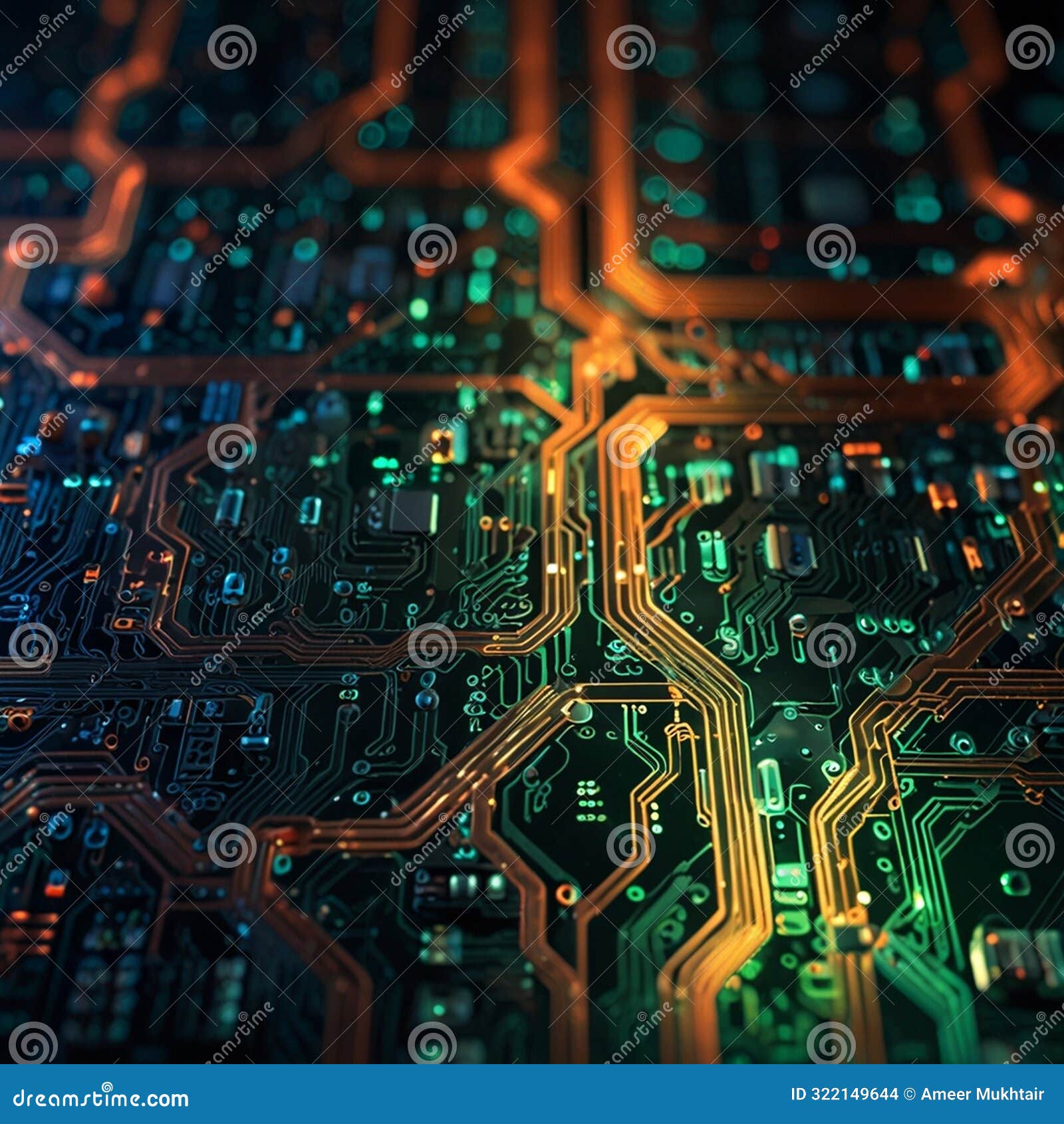 Computer Circuit Board Futuristic Technology Processing Background, 16k ...