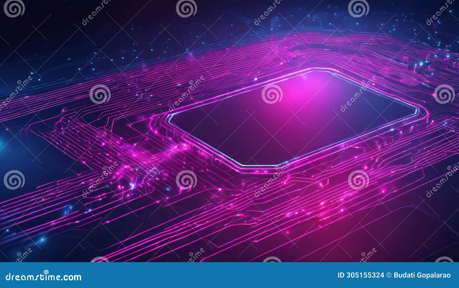 A Computer Circuit Board with Purple and Pink Wires Stock Illustration ...