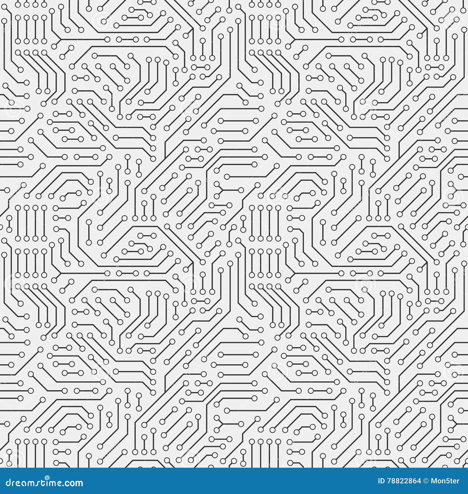 Computer Circuit Board. Seamless Pattern Stock Vector - Illustration of ...
