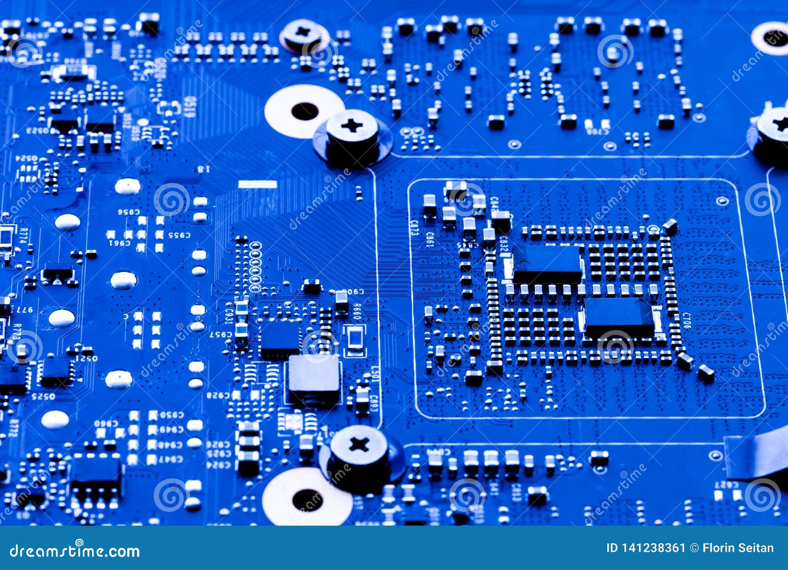 Computer Circuit Board Showing the Components on a Pattern Stock Image ...
