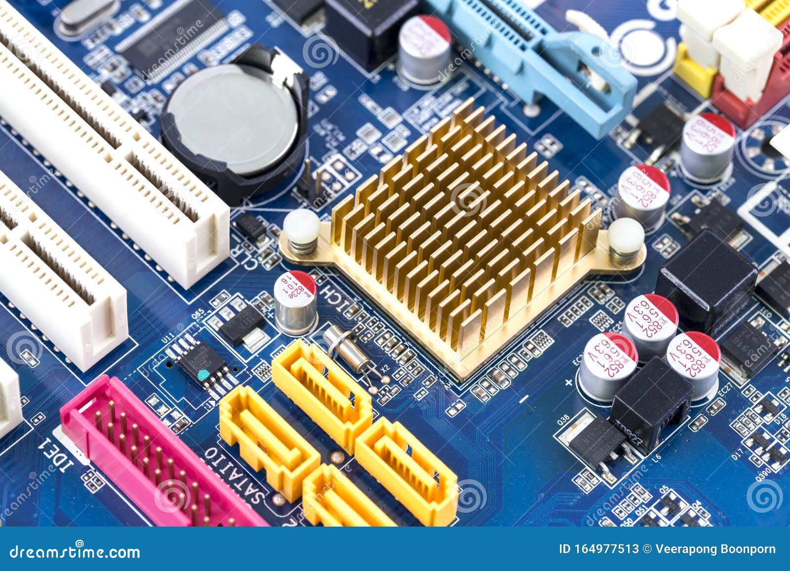 Computer Circuit Board Technology Close Up with Processor Stock Image ...