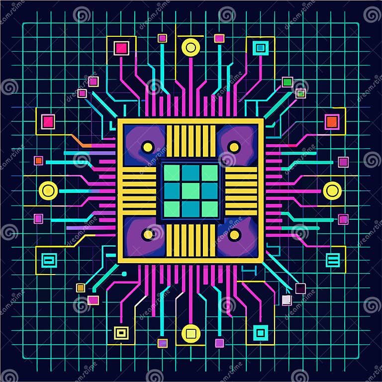 A Computer Circuit Board with a Vibrant, Colorful Design, Featuring a ...