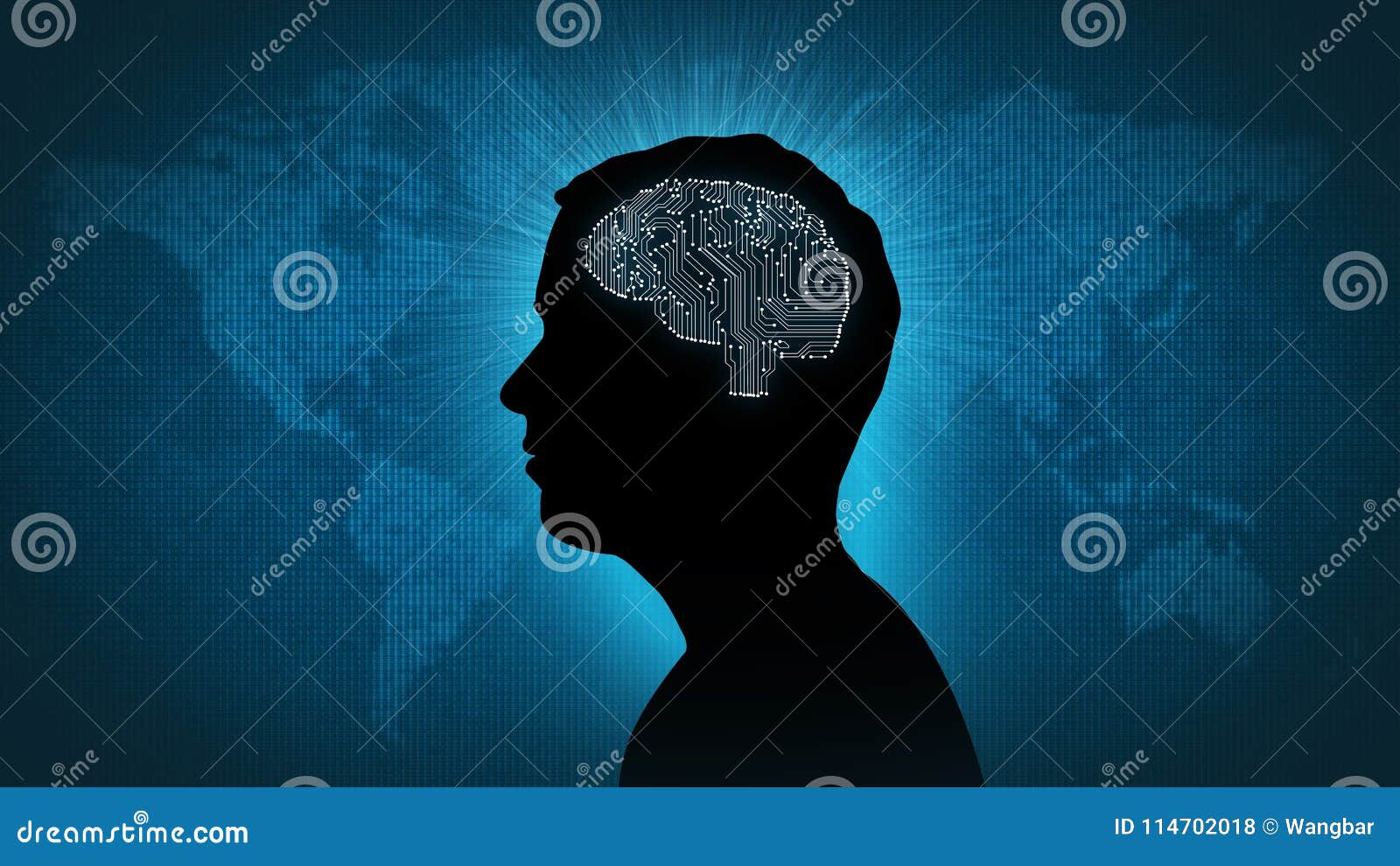 Computer Circuit Brain - Man in Front of Digital World Stock ...