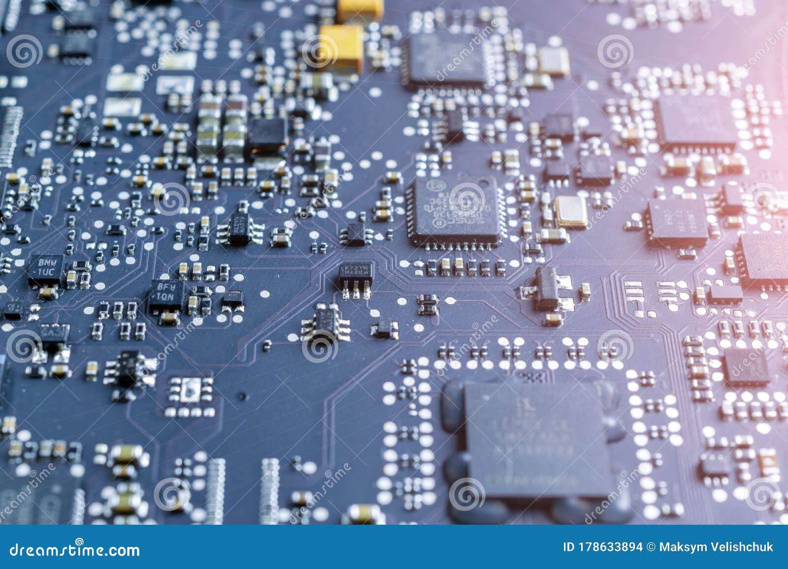 Computer Circuit Chip Board Background. Blue Processor Motherboard ...