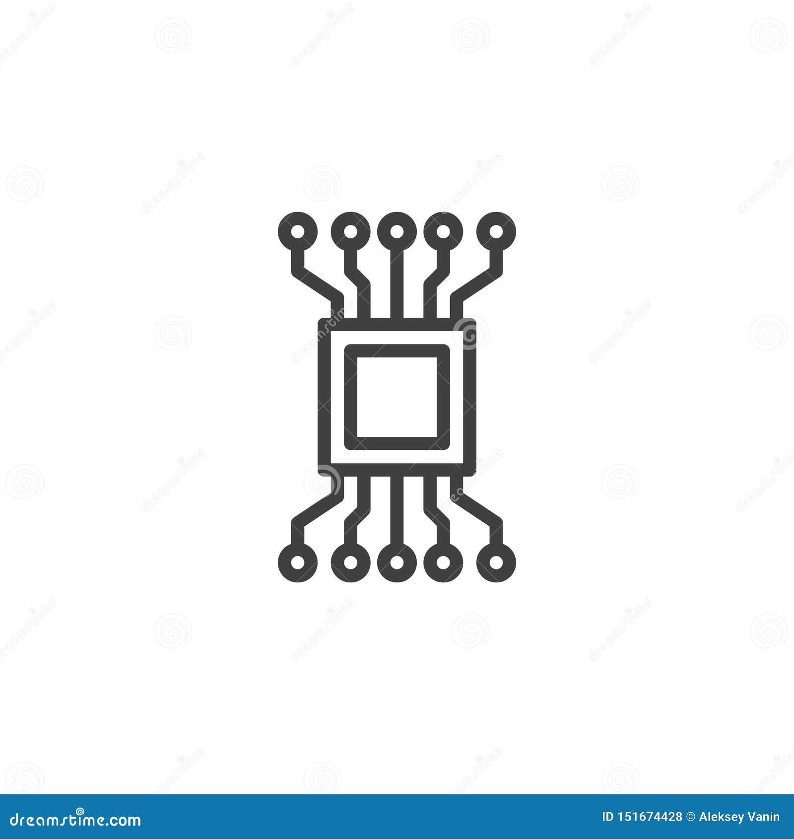 Computer Circuit Chip Line Icon Stock Vector - Illustration of ...