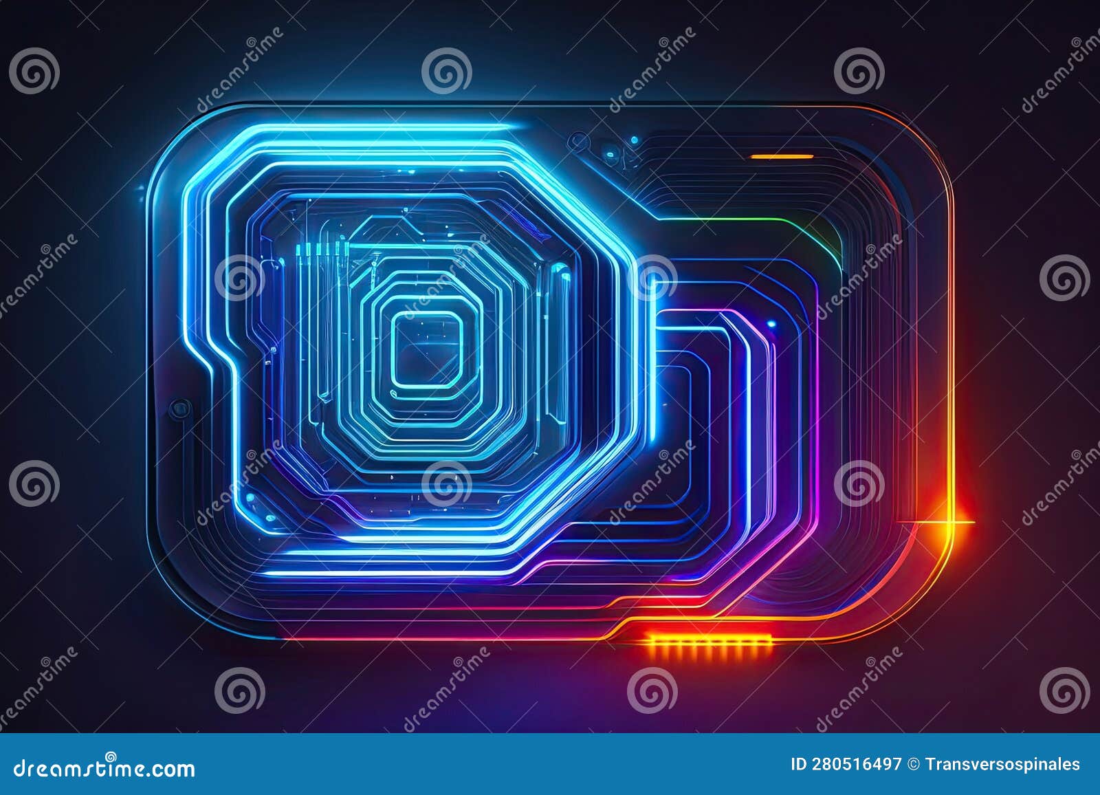 Computer Circuit Cyber Neon Generative AI Stock Illustration ...