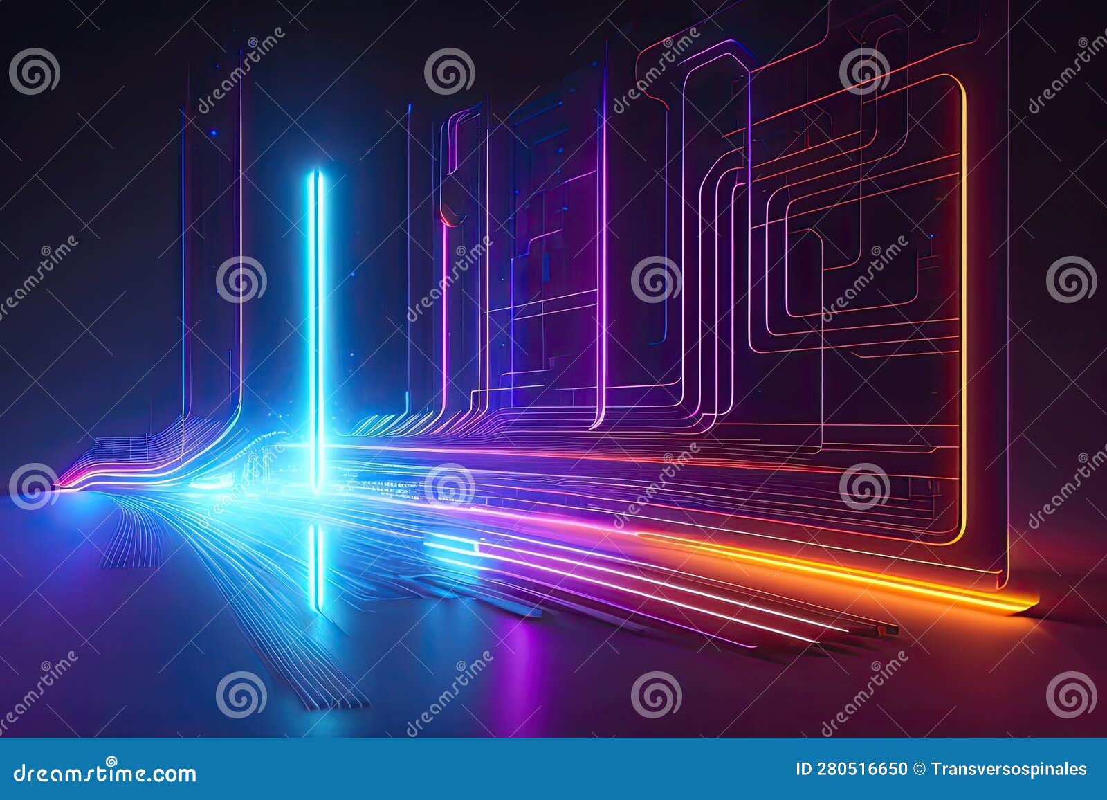 Computer Circuit Cyber Neon Generative AI Stock Illustration ...