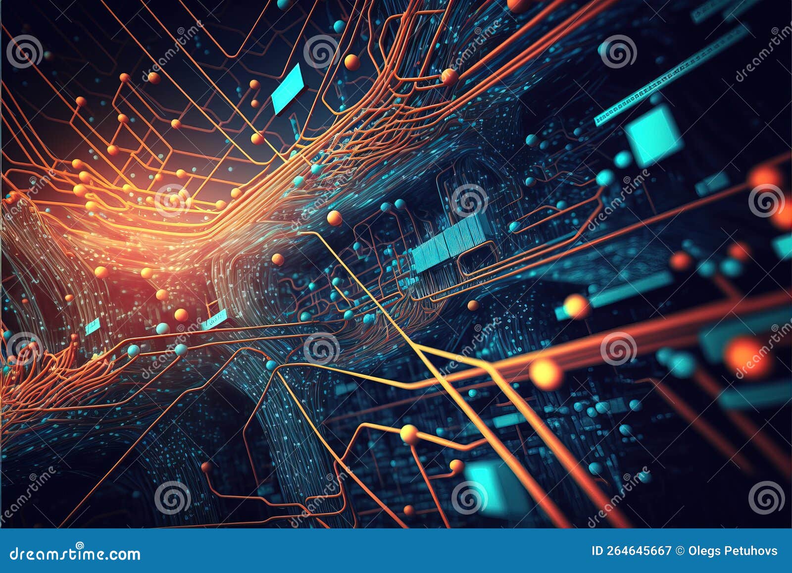 A Computer Circuit with Many Wires and Dots on it Stock Illustration ...