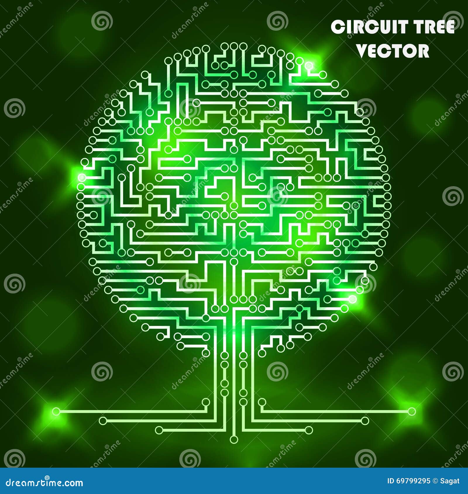Computer circuit tree. stock vector. Illustration of idea - 69799295
