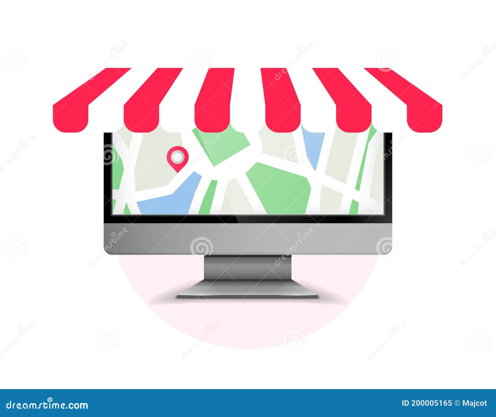 Computer with city map stock vector. Illustration of digital - 200005165