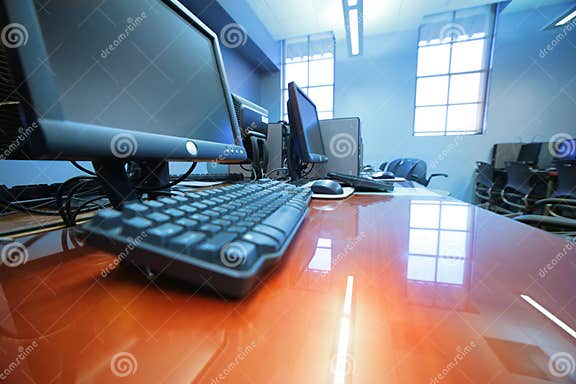 Computer class room stock photo. Image of room, angle - 5222266