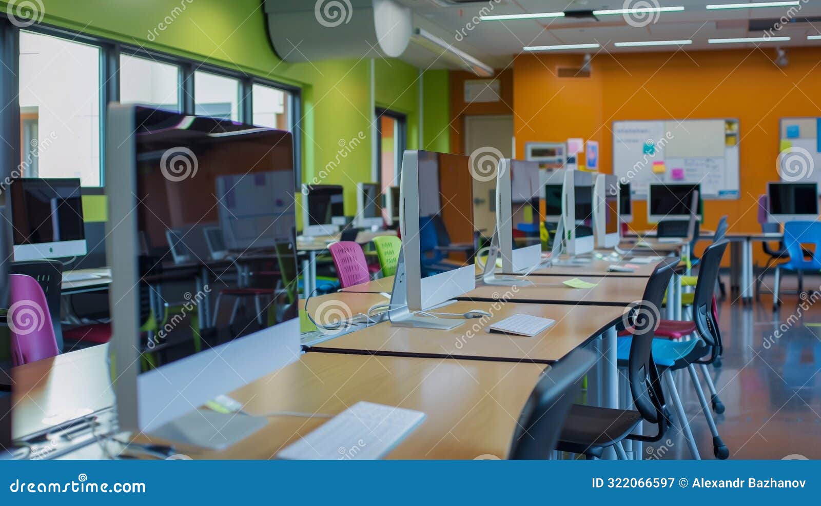 Computer class at school stock illustration. Illustration of computer ...