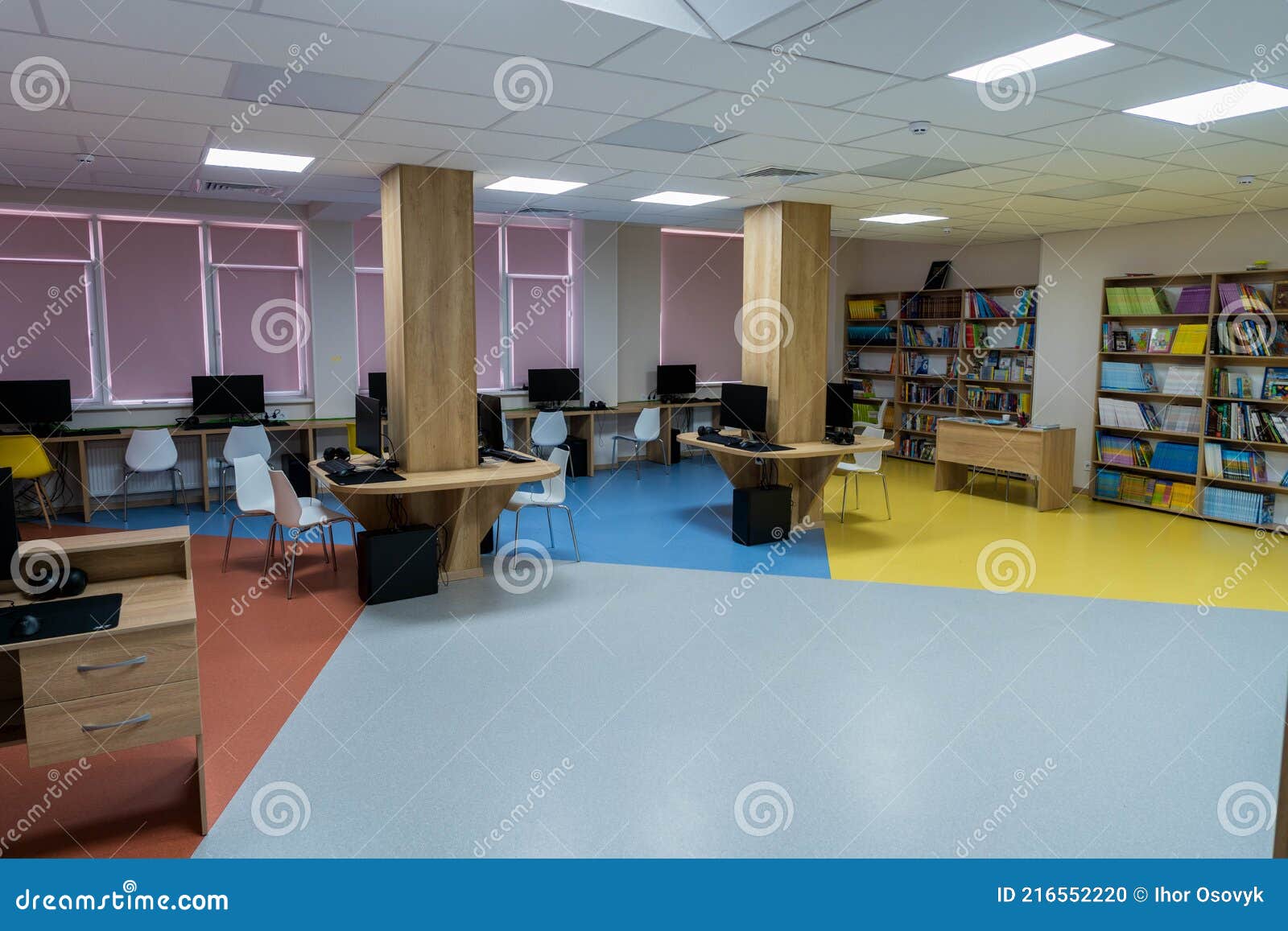 Empty Computer Class at New School Stock Photo - Image of brightly ...