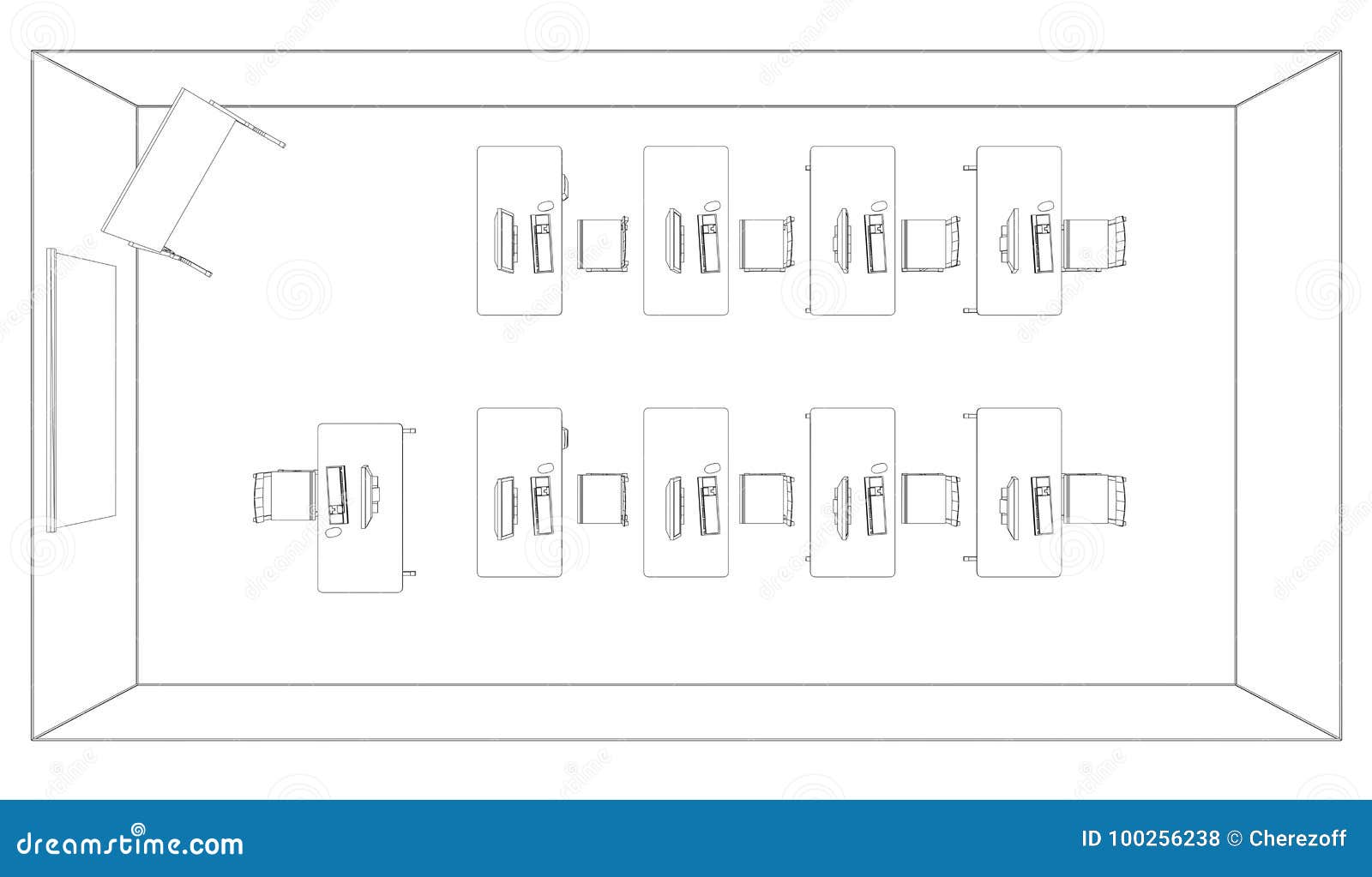 Computer Class with Tables and Computers Stock Vector - Illustration of ...