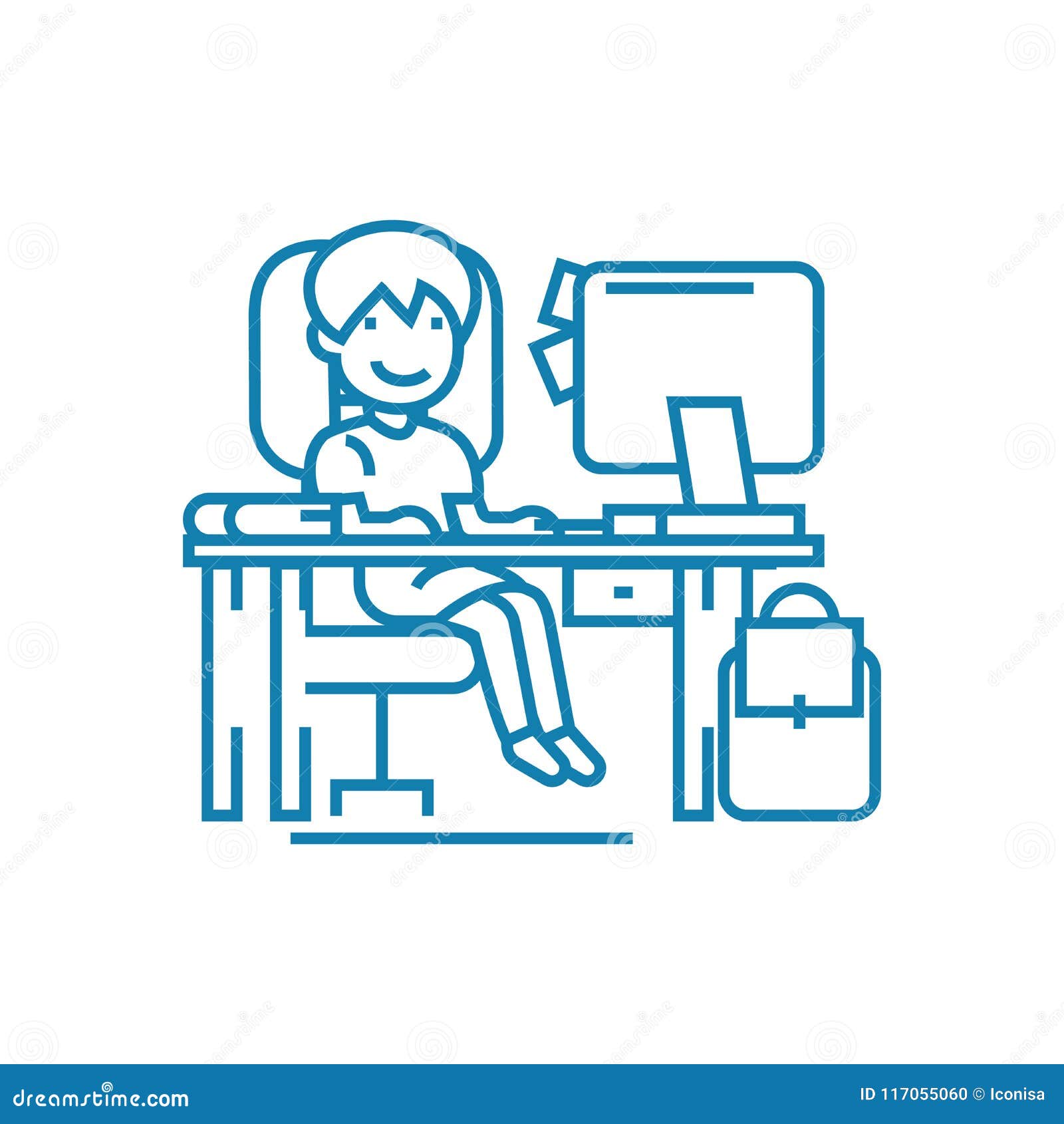 Computer Classes Linear Icon Concept. Computer Classes Line Vector Sign ...