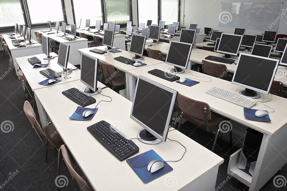 Computer classroom 4 stock image. Image of mail, indoor - 8199847
