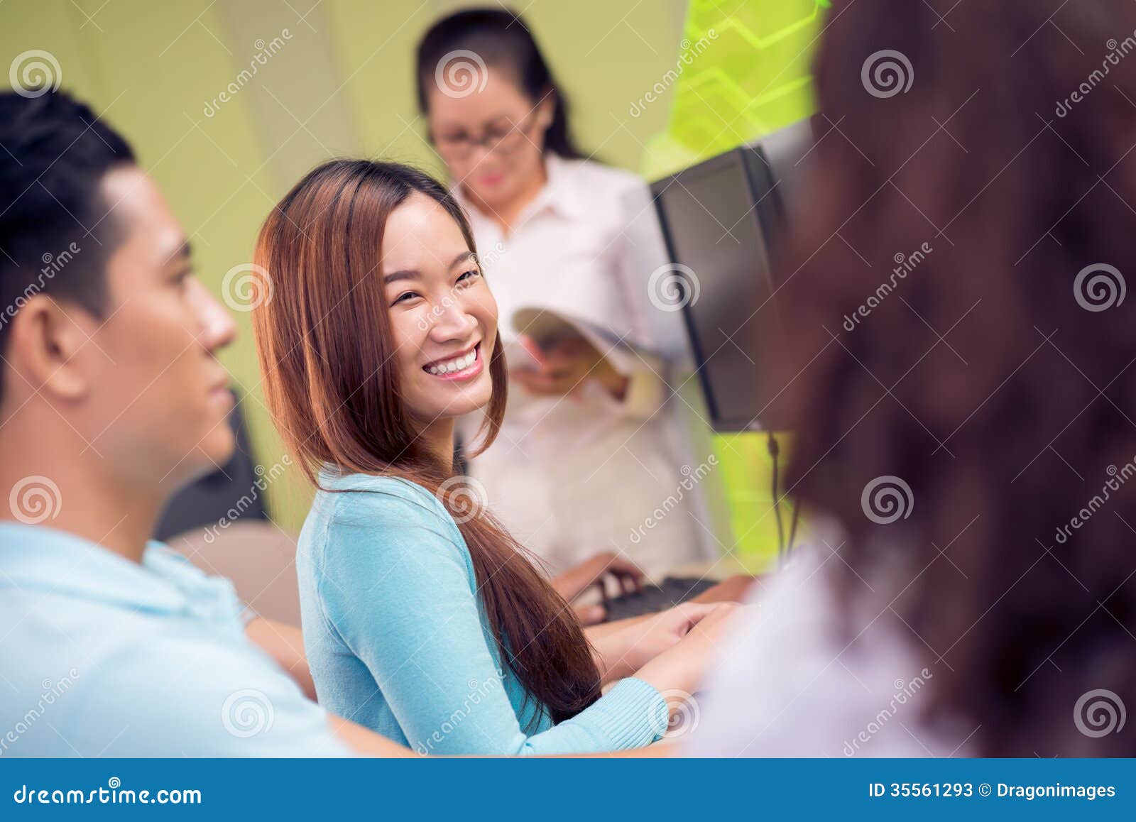 In the computer classroom stock image. Image of college - 35561293