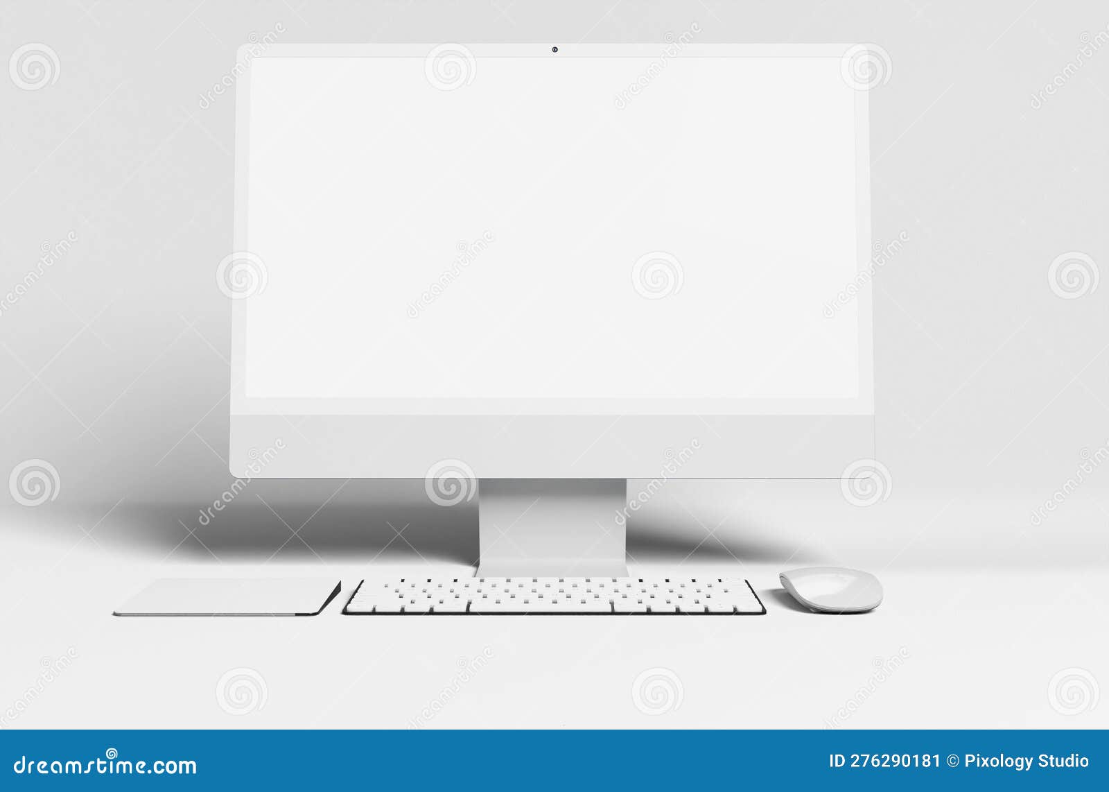 Computer Clean Work Desk in White Background Stock Illustration ...
