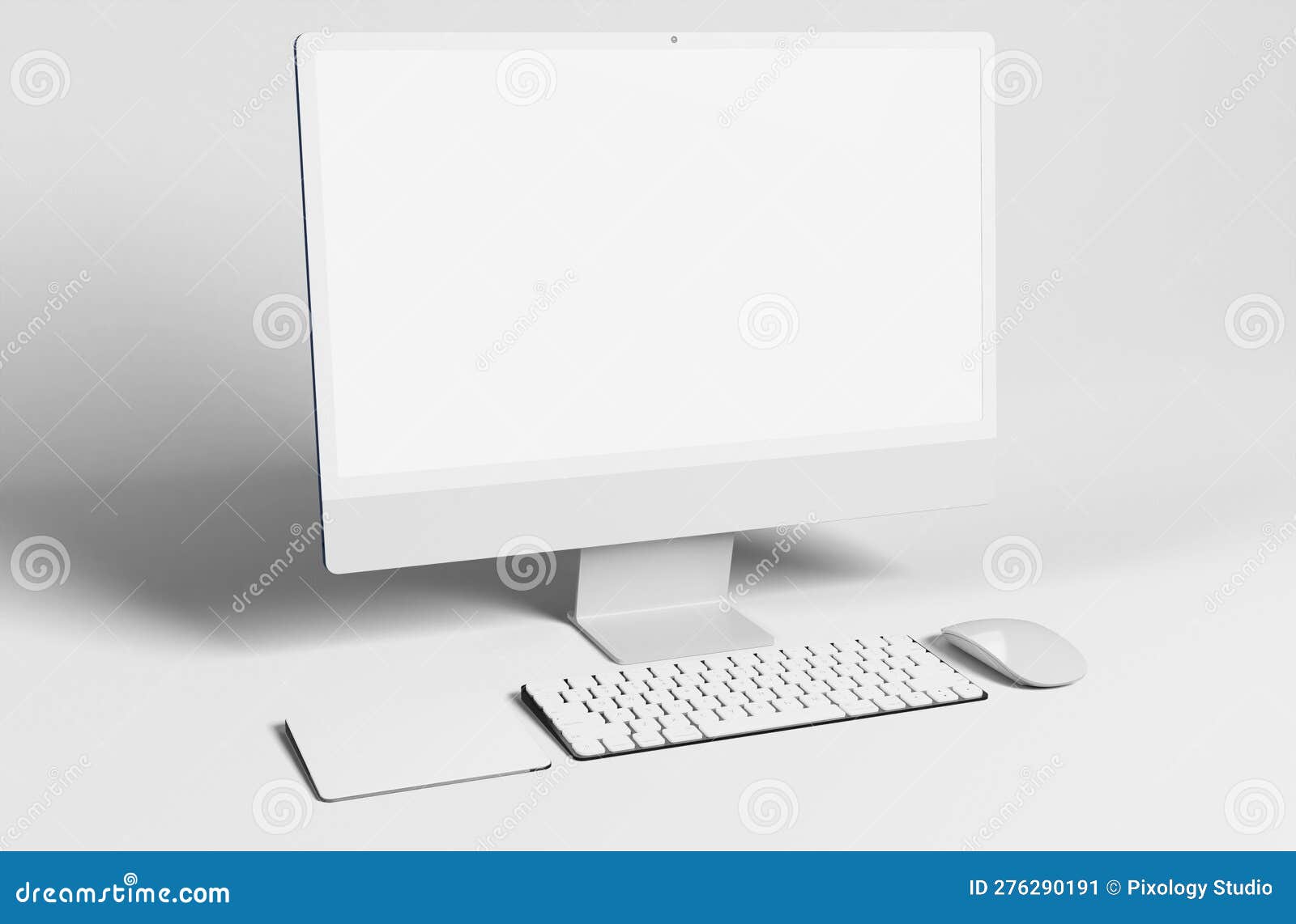 Computer Clean Work Desk in White Background Stock Illustration ...
