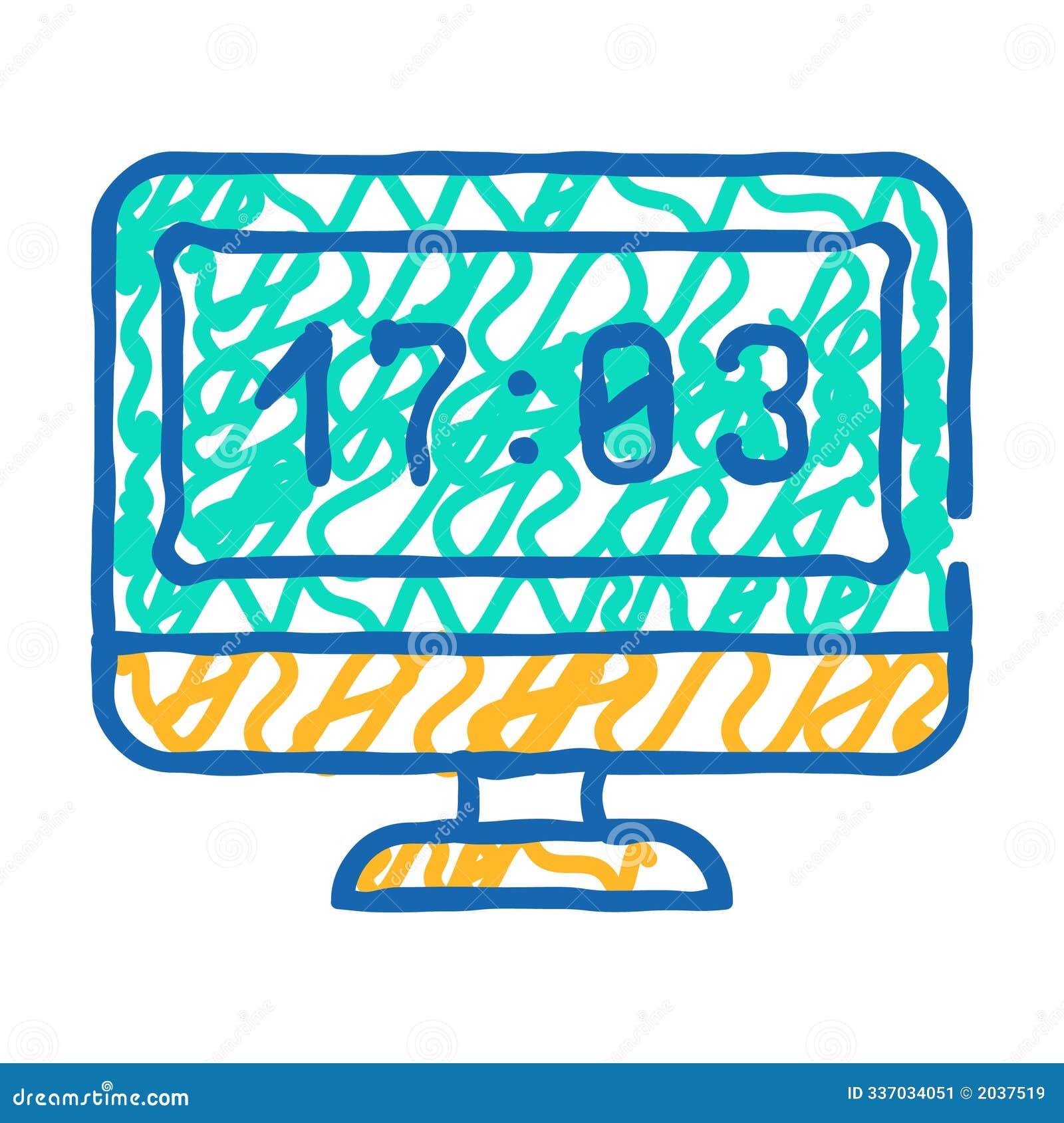 Computer Clock Icon Doodle Illustration Stock Vector - Illustration of ...
