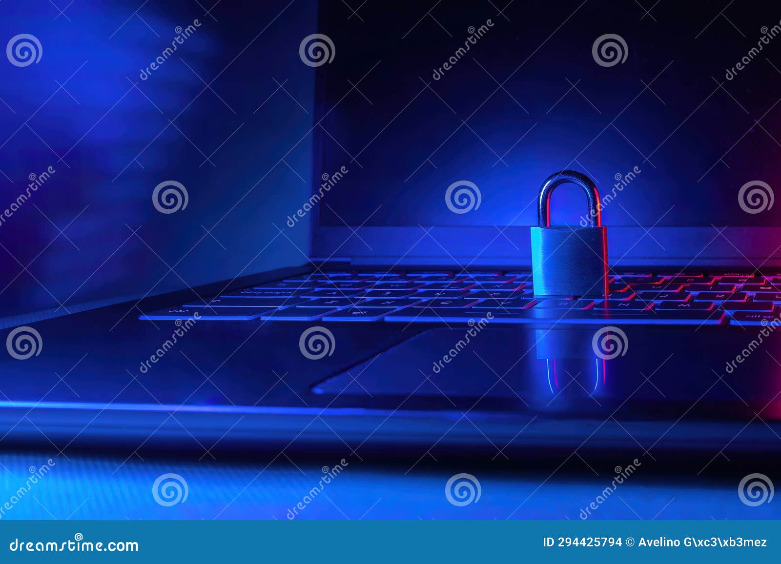 Computer with a Closed Padlock Indicating Security Against Hackers and ...