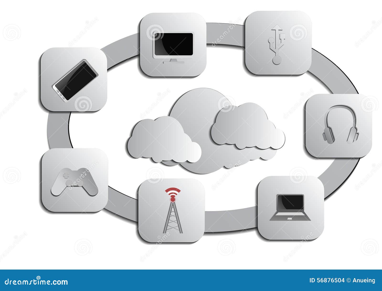 Computer and Cloud Computing Background Stock Vector - Illustration of ...